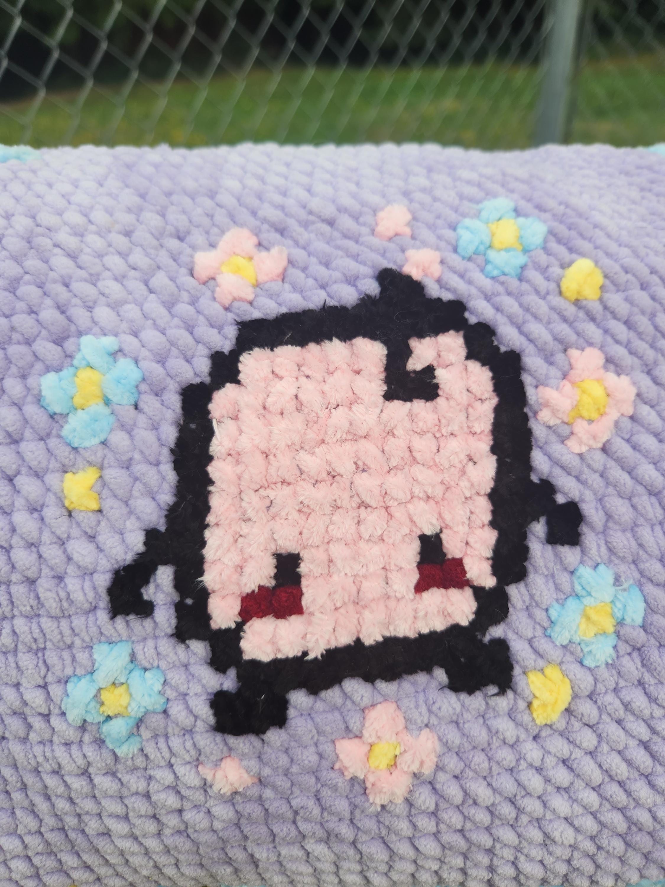 Stardew Valley Junimo Purple Throw Pillow Handmade Crochet and Cross ...