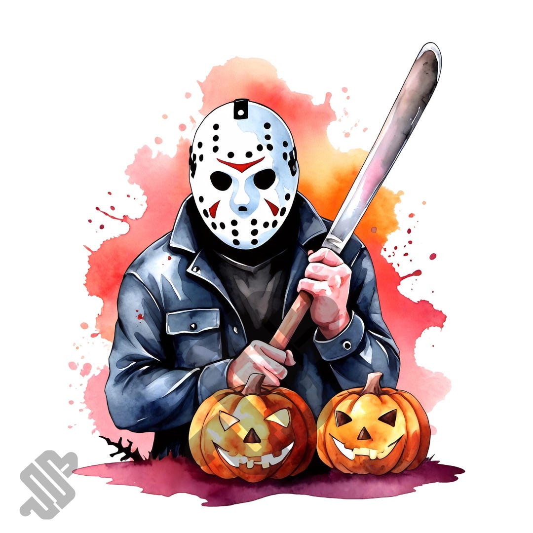 Jason Voorhees, Vibrant Watercolor, Perfect for Halloween Designs, High ...