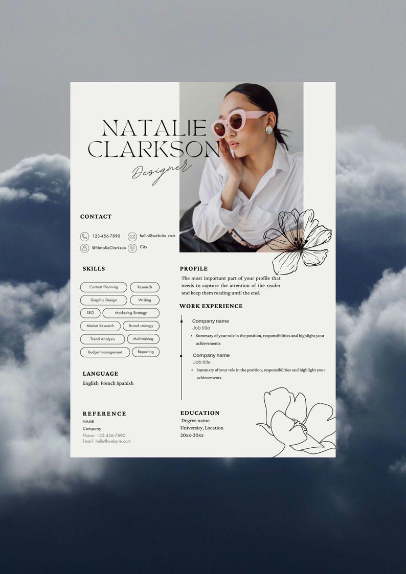 Resume Template With Photo, Clean CV Template, Resume and Cover Letter ...