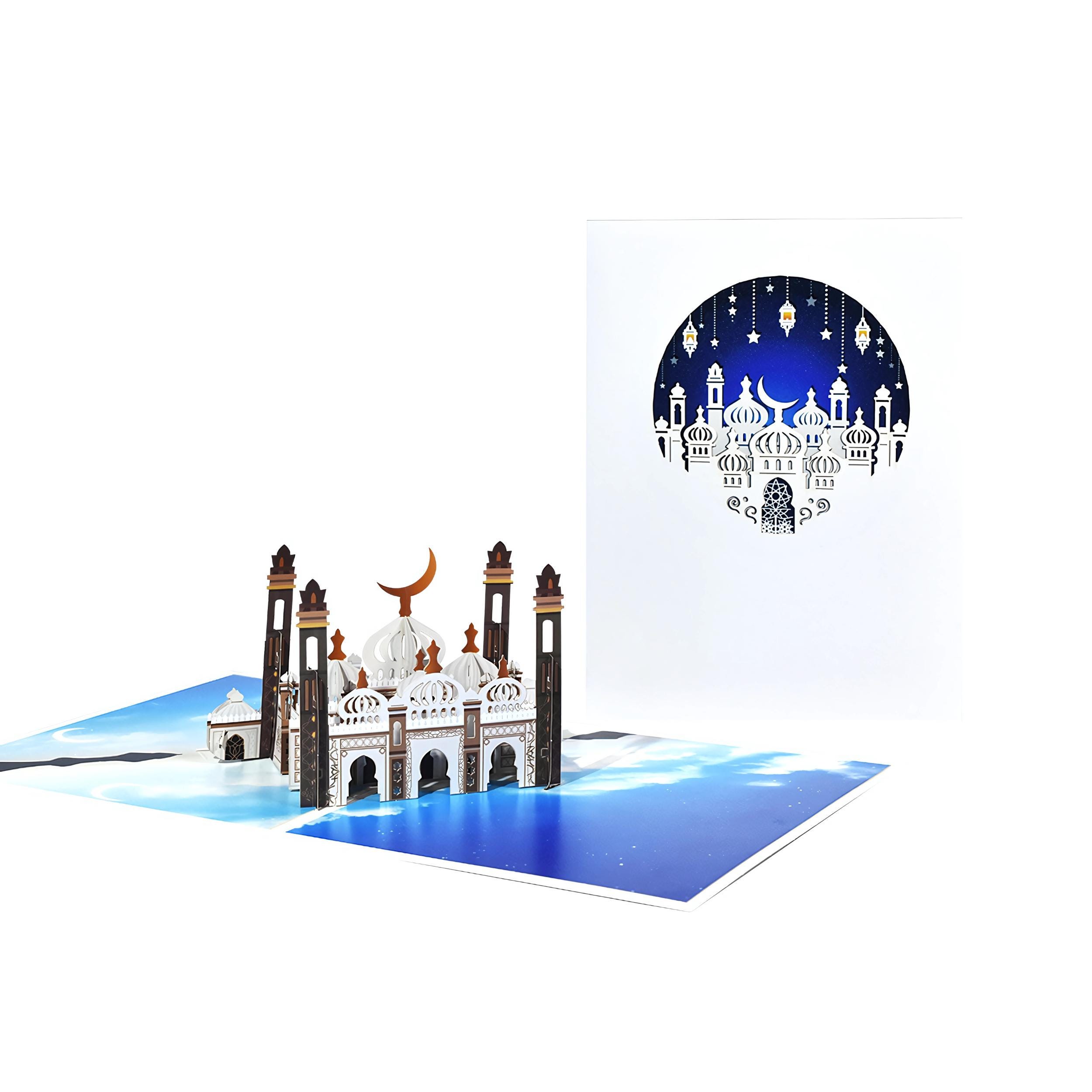 Ramadan 3D Pop up Card Eid Card Greeting Card With Moon and Mosques Pop ...
