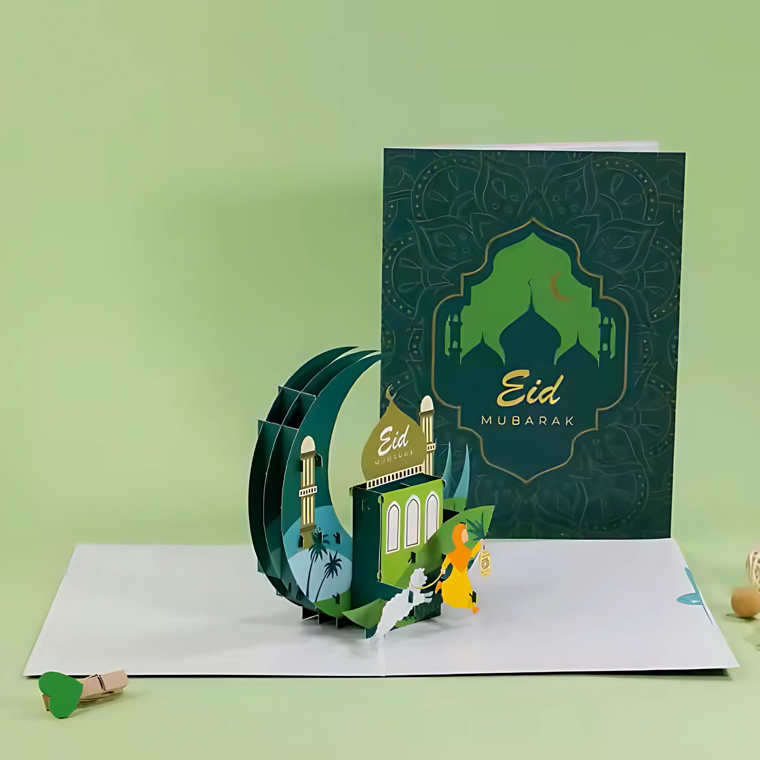 Ramadan 3D Pop up Card Eid Card Greeting Card With Moon and Mosques Pop ...