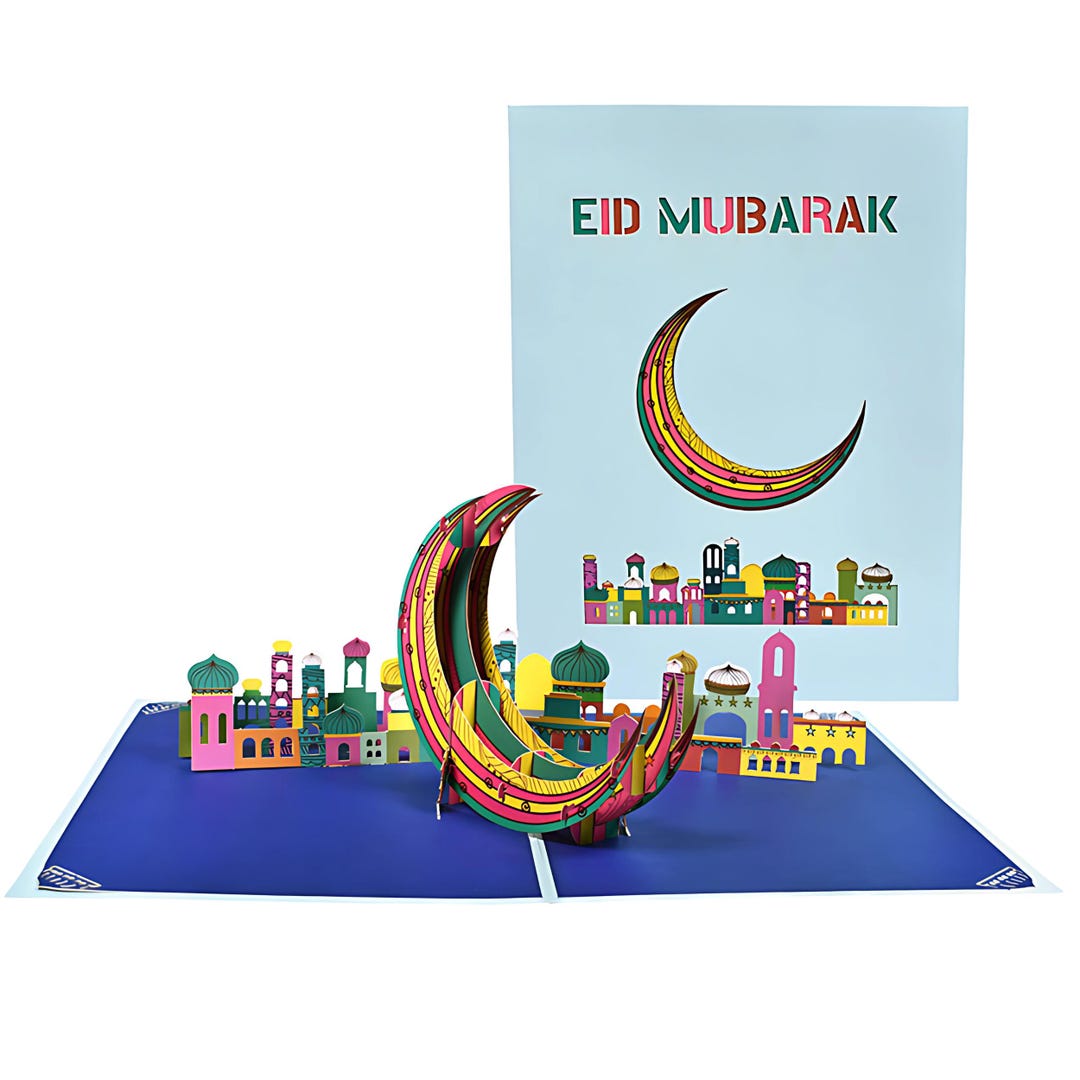 Ramadan 3D Pop up Card Eid Card Greeting Card With Moon and Mosques Pop ...