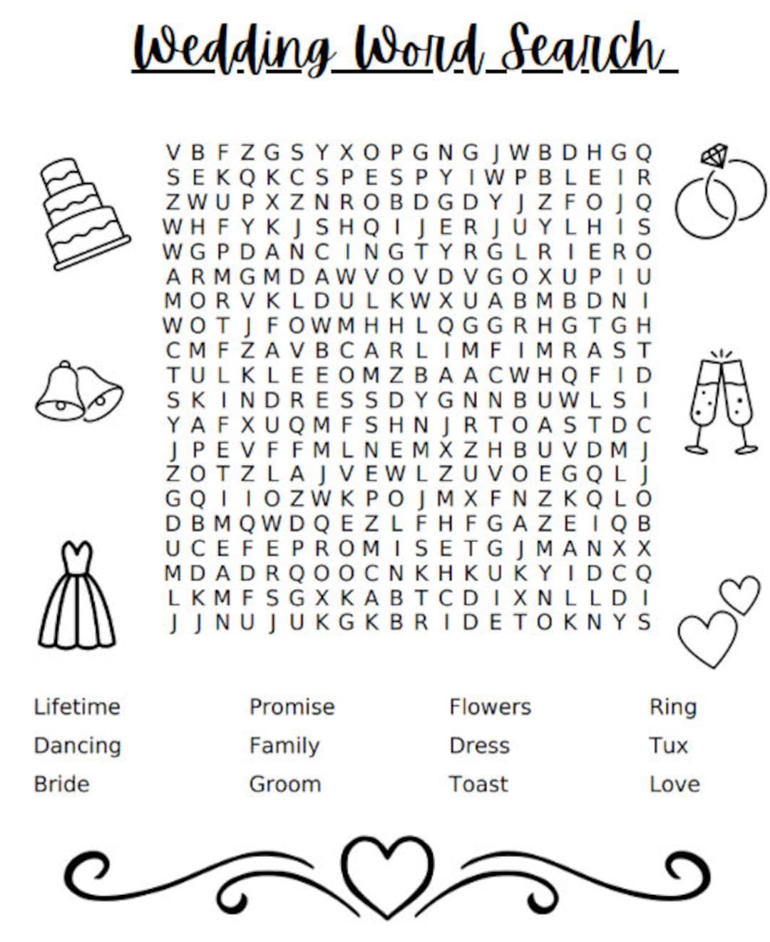 Wedding Wordsearch - Colorable for Kids - Etsy
