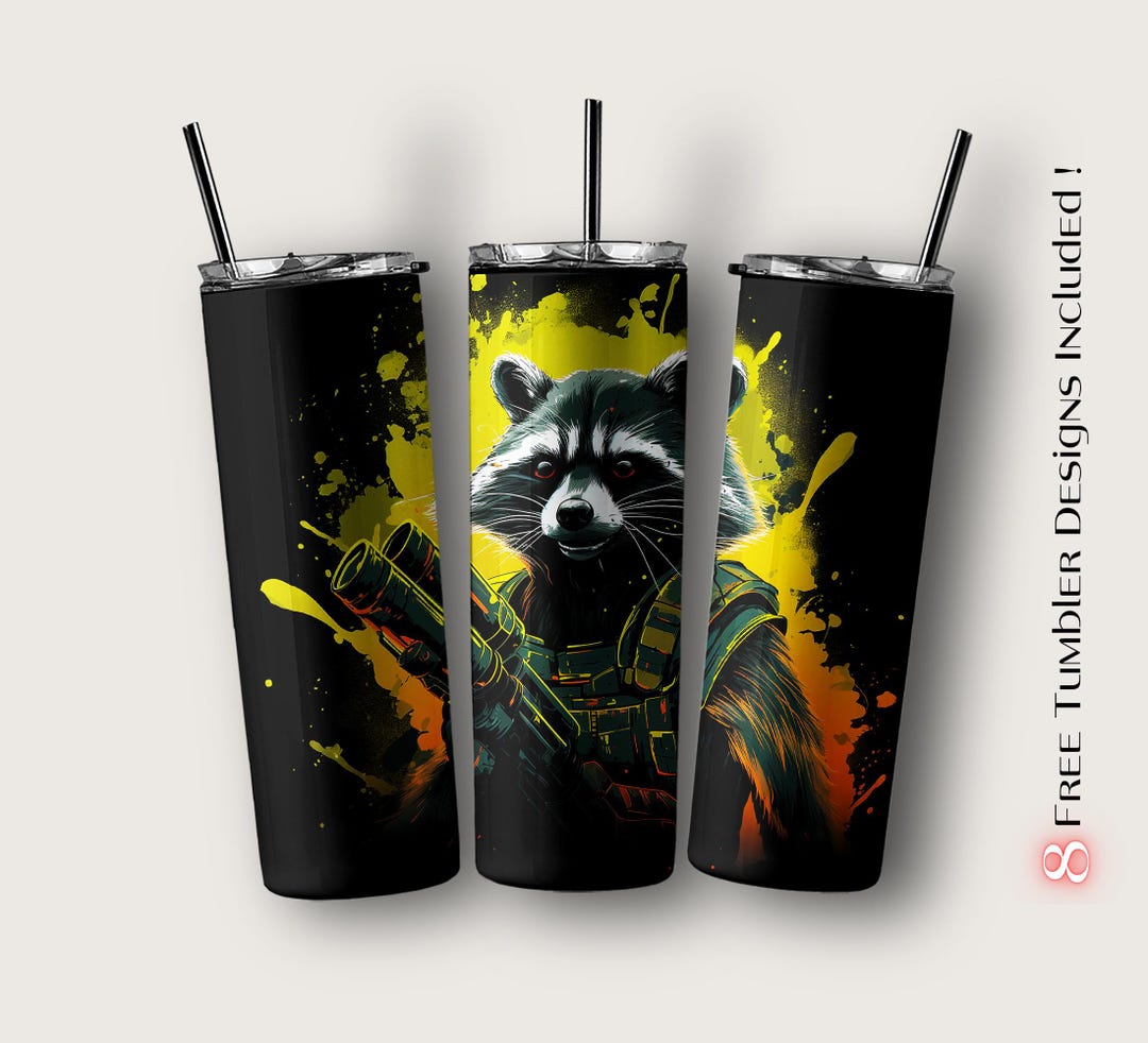 Rocketraccoon Tumbler Wrap, Marvel Sublimation Design for Digital ...