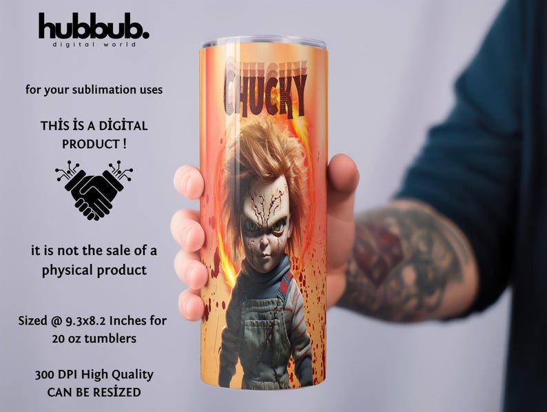 Chucky Tumbler Wrap, Chucky Sublimation Design for Digital Download ...