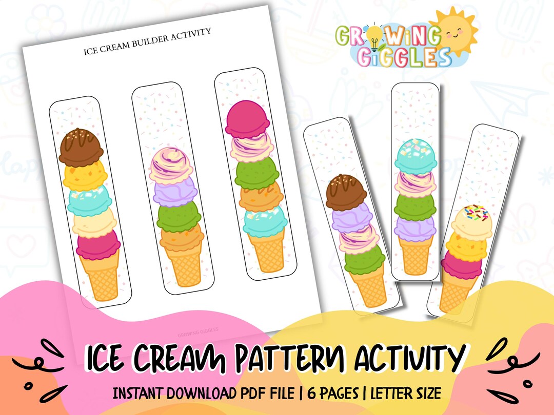 Ice Cream Pattern Activity Busy Book Printable for Fine Motor Skills ...