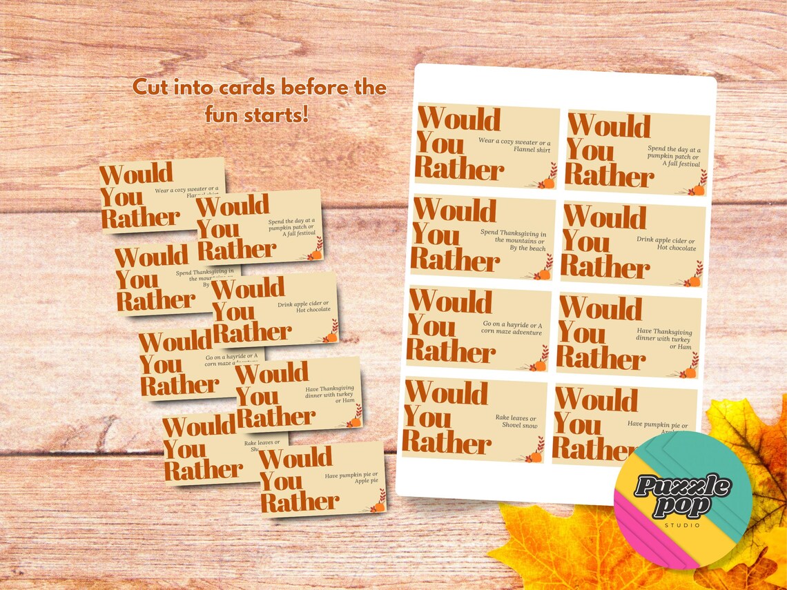 Thanksgiving Would You Rather Questions Family-friendly Game Fall ...