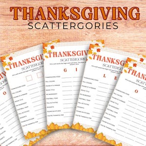 Thanksgiving Scattergories Game for Thanksgiving Party Categories Game ...