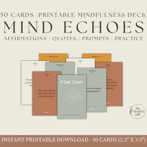 Mindfulness Printable Cards Positive Affirmations & Daily Journal ...