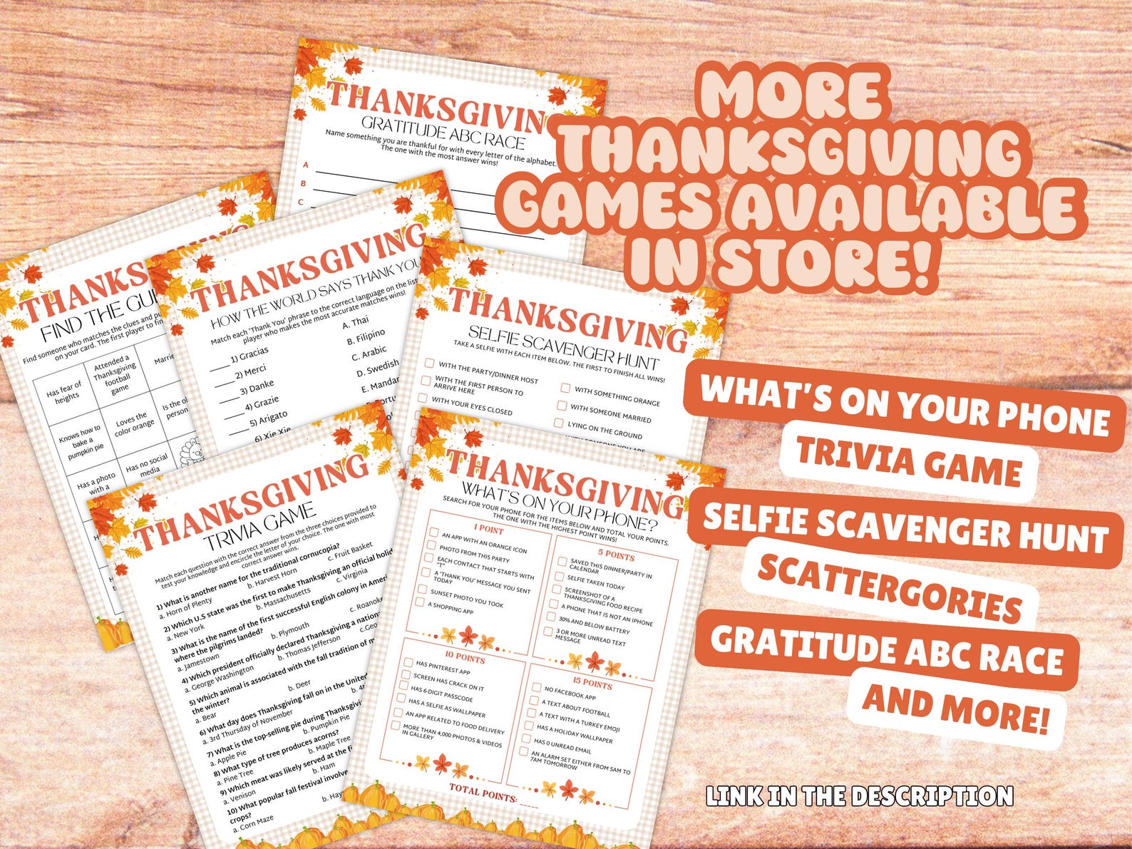 Thanksgiving Scattergories Game for Thanksgiving Party Categories Game ...