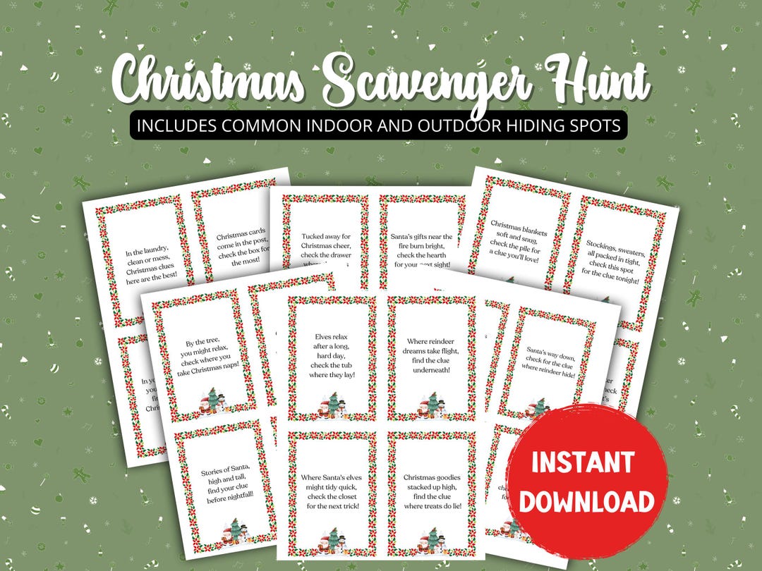 Christmas Scavenger Hunt for Kids Fun Christmas Game for Family ...