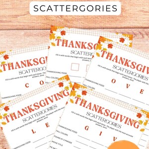 Thanksgiving Scattergories Game for Thanksgiving Party Categories Game ...