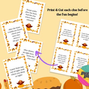 Thanksgiving Scavenger Hunt Clues Treasure Hunt Thanksgiving Theme for ...