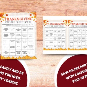 Thanksgiving Find the Guest Bingo Game Get to Know You Bingo ...