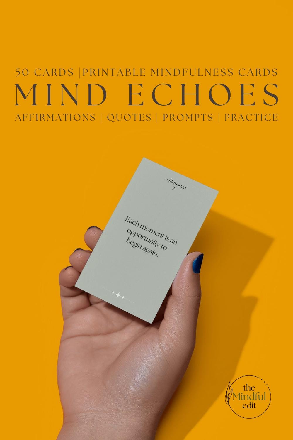 Mindfulness Printable Cards Positive Affirmations & Daily Journal ...