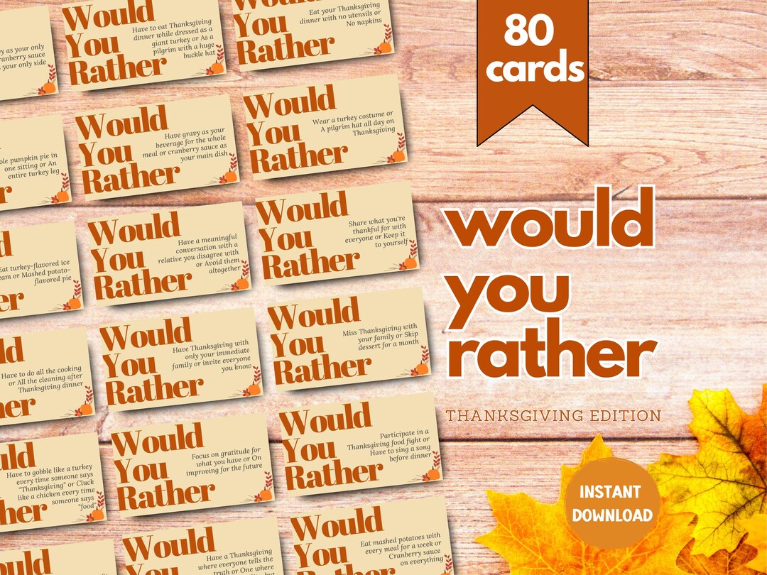Thanksgiving Would You Rather Questions Family-friendly Game Fall ...