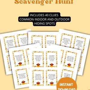 Thanksgiving Scavenger Hunt Clues Treasure Hunt Thanksgiving Theme for ...