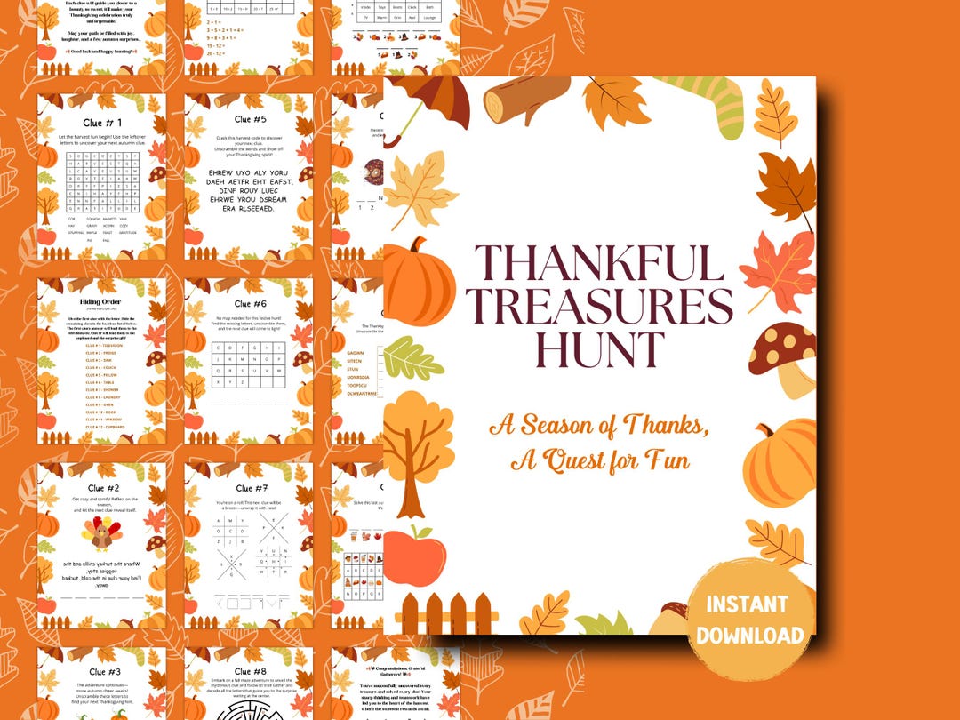Thanksgiving Scavenger Hunt for Kids Fall Scavenger Hunt Clues for ...