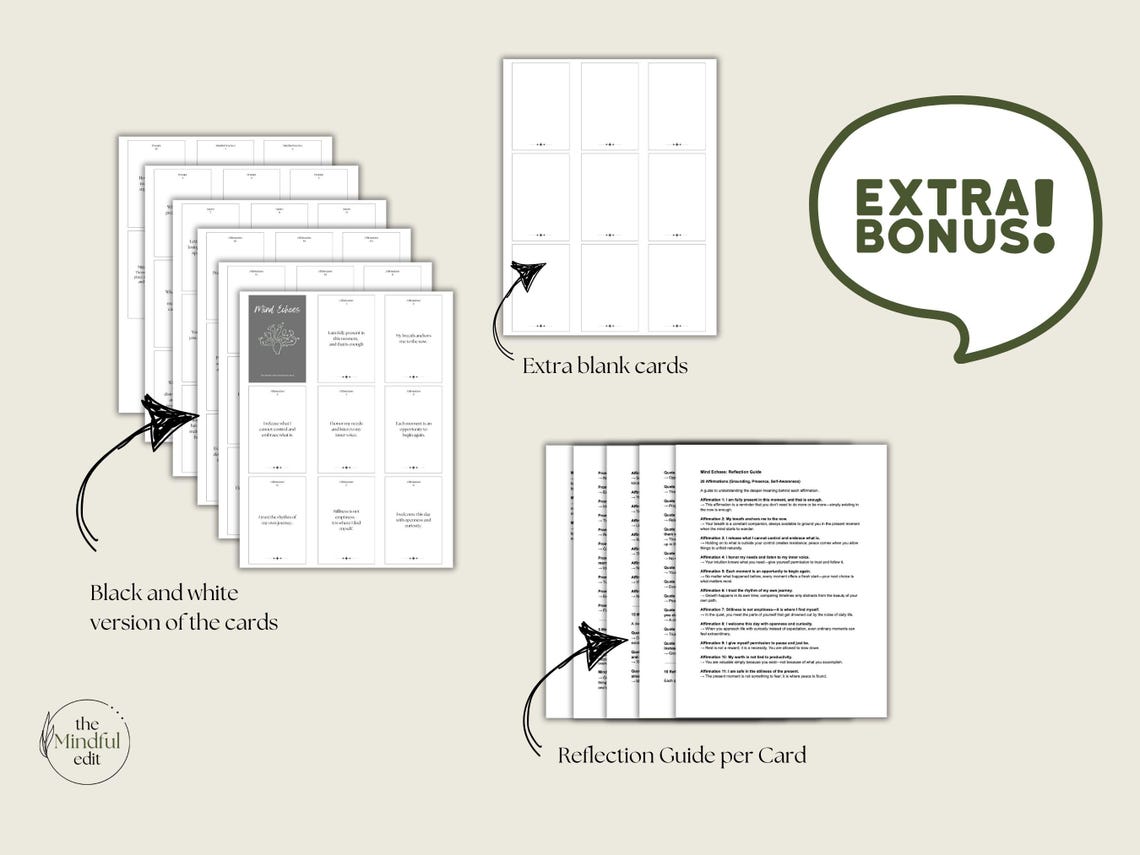 Mindfulness Printable Cards Positive Affirmations & Daily Journal ...