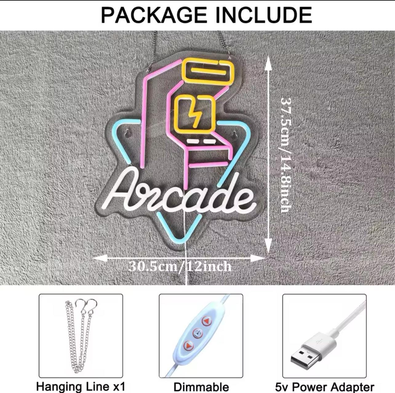 Arcade Neon Light Adjustable Brightness Gaming Room Neon Led Sign ...