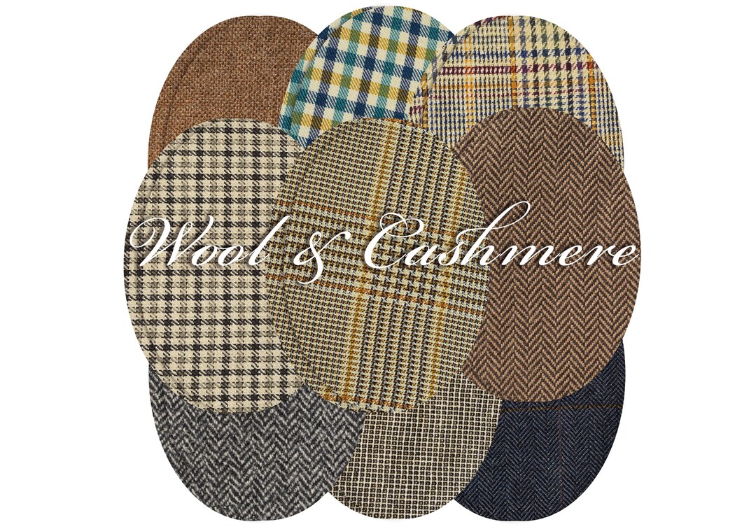 Wool Cashmere Elbow Patches: Oval Herringbone Sew-on Sweater Patches - Etsy