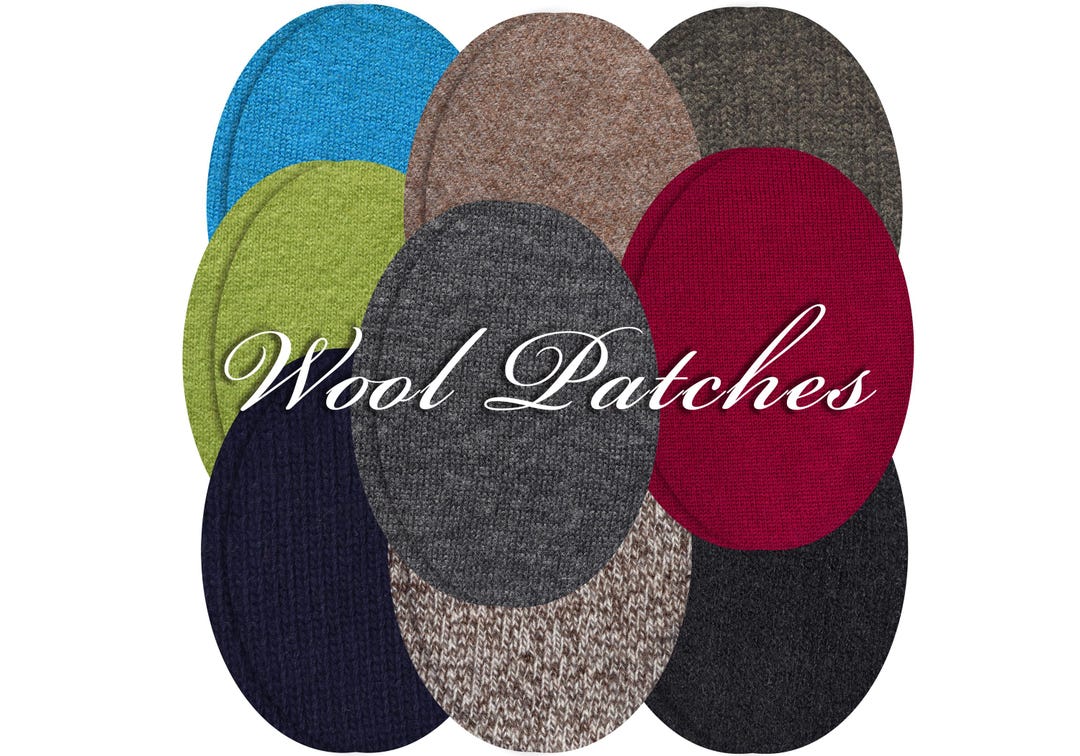 Wool Oval Elbow Patches / Pair of Wool Elbow Patches / Jumper Patches / Knit Patches / Patch for ...