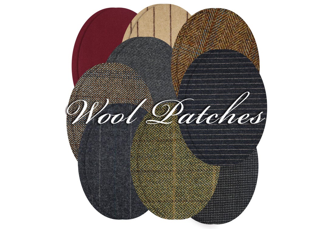 Wool Elbow Patches Herringbone Sweater / Pair of Check and Plaid Wool ...