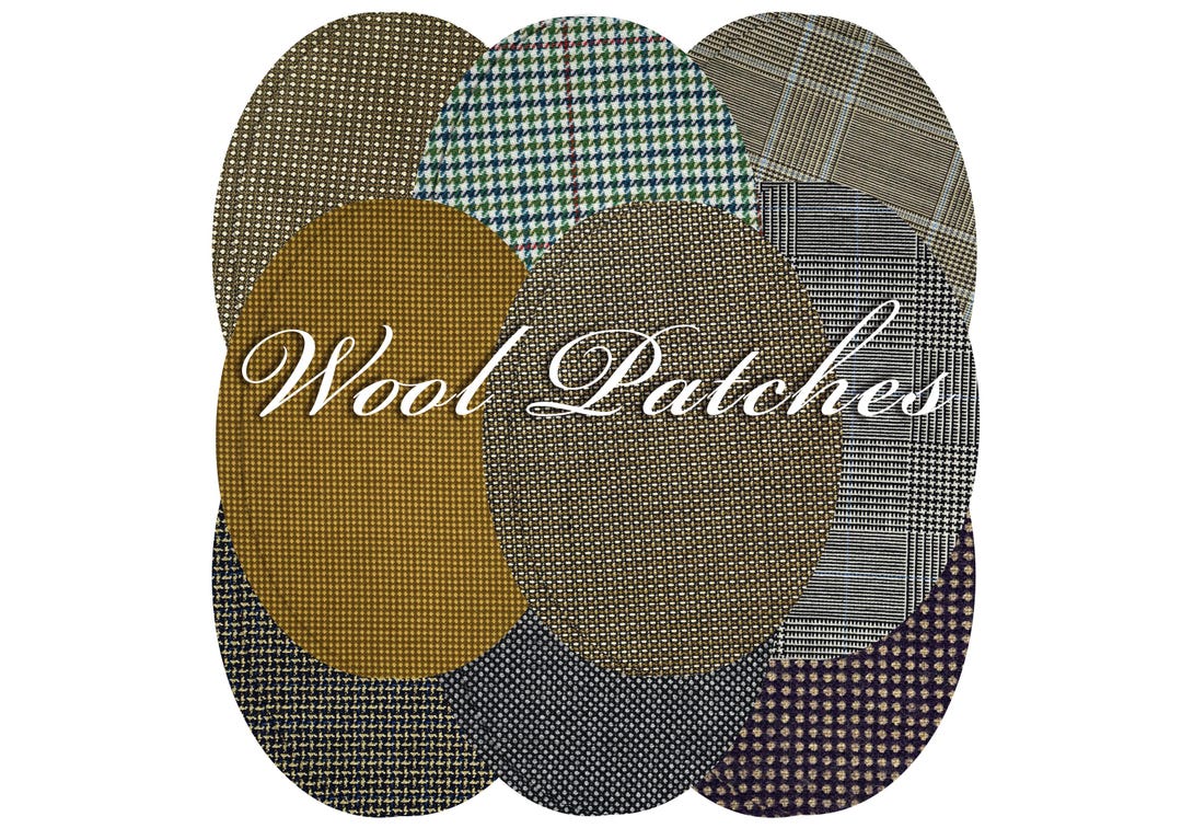 Wool Elbow Patches: Sew-on Sweater Repair - Glen Check Hopsack - Etsy