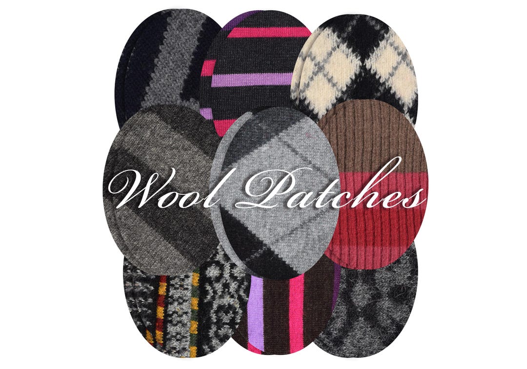 Wool Oval Elbow Patches / Pair of Wool Elbow Patches / Jumper Patches / Knit Patches / Patch for ...