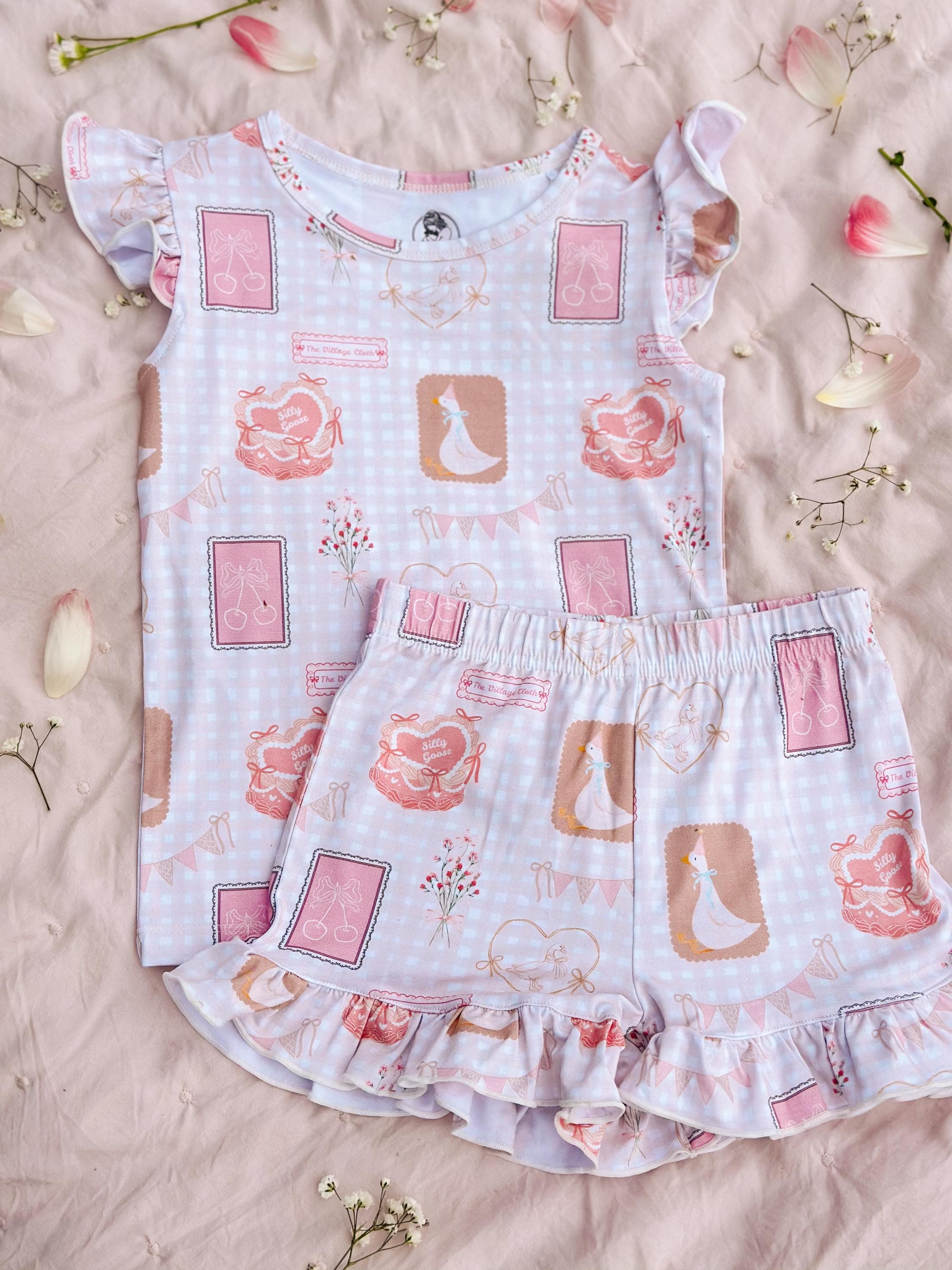 Bamboo Toddler Ruffle Summer Set: Silly Goose Print, Soft Viscose - Etsy