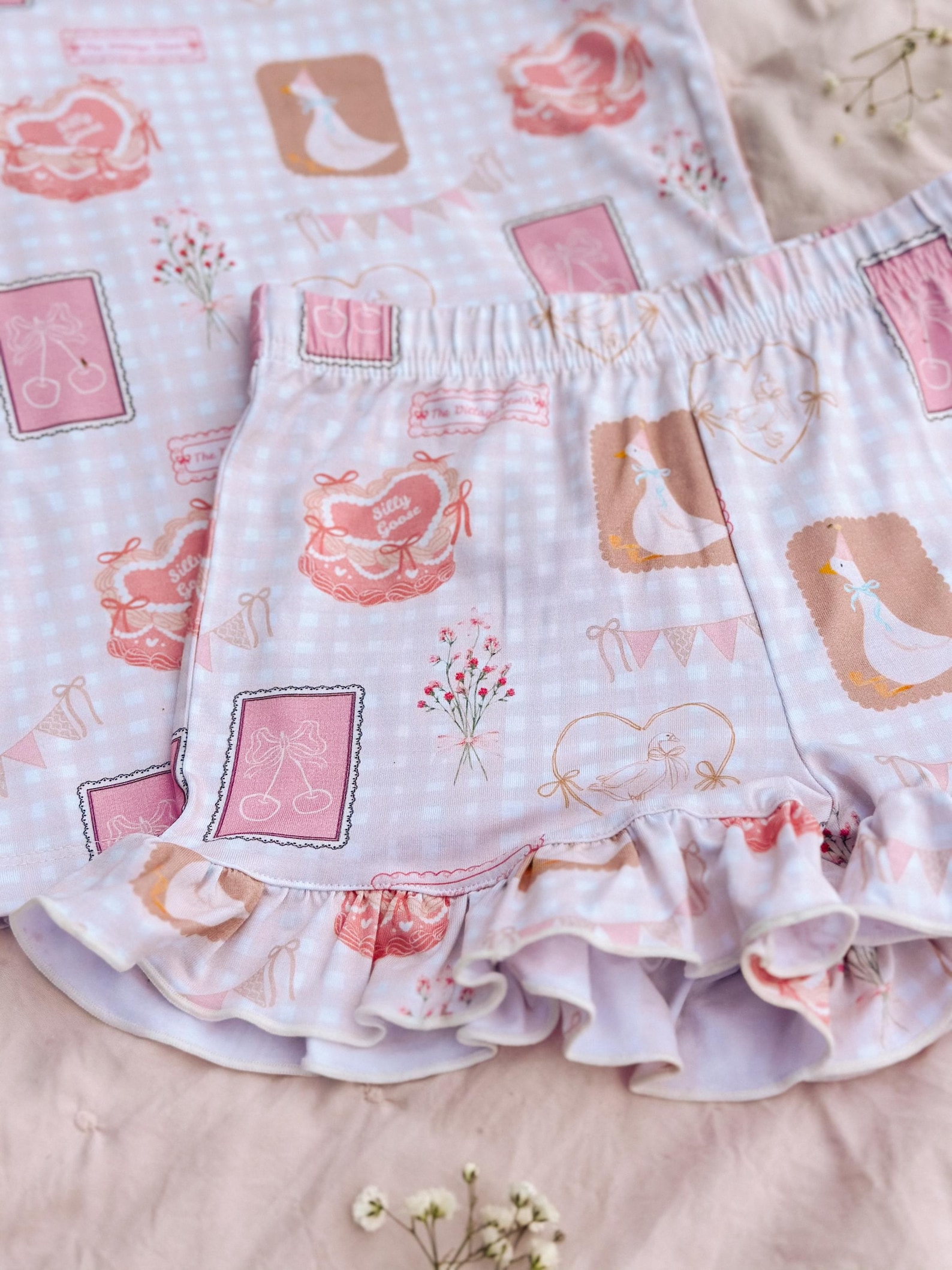 Bamboo Toddler Ruffle Summer Set: Silly Goose Print, Soft Viscose - Etsy