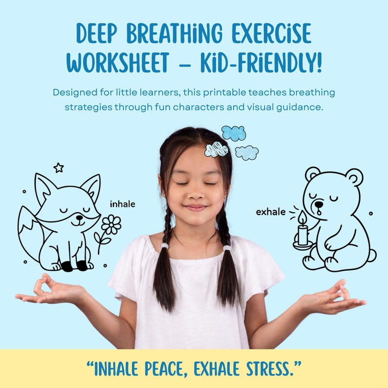 Mindful Breathing Coloring Page: Fox & Bear SEL Activity (PDF) - Etsy ...
