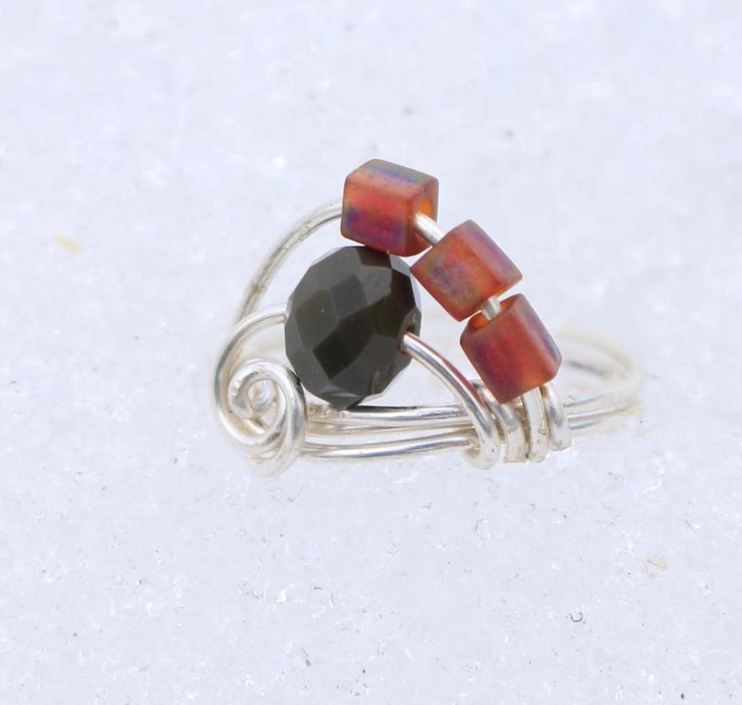 Multi Bead Fidget Rings Spinner Stress Relief Wire Wrap W/stone or ...