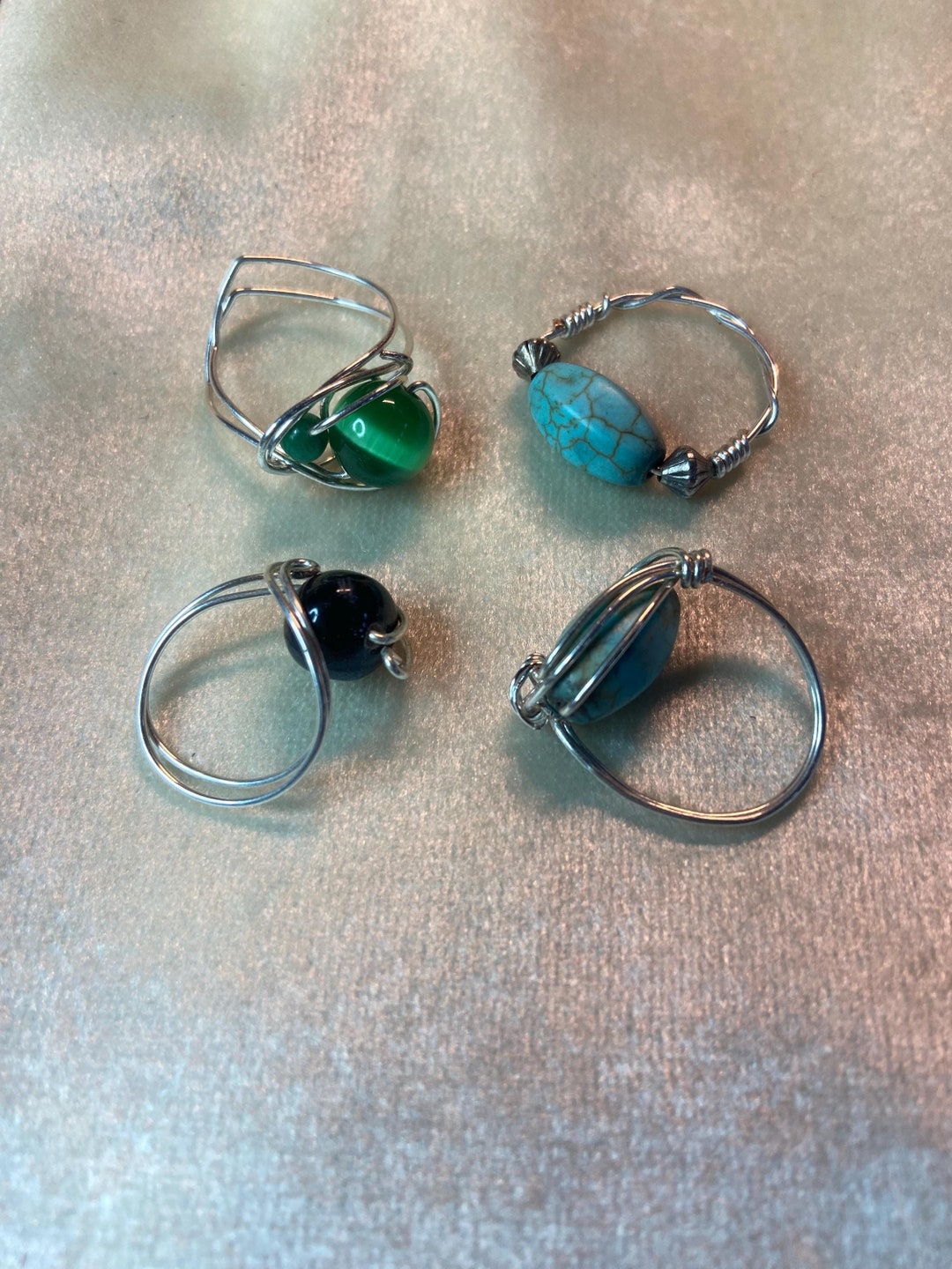 Fidget Rings Silver Wire Wrap Stone/glass Bead Custom Options Available ...