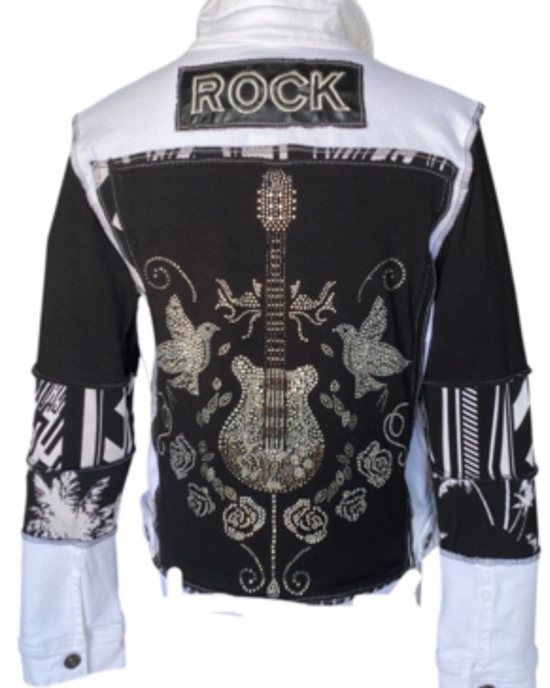 White Denim Rock Jacket - Etsy