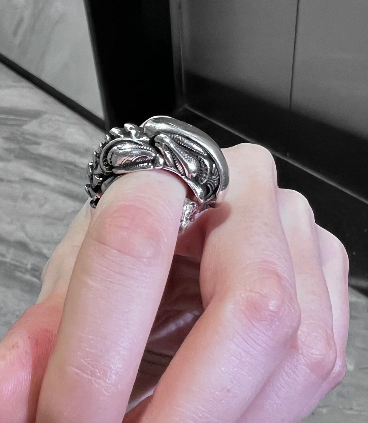 Silver Alien Ring, Silver Ring, Xenomorph Space Cosmic Creature Ring ...