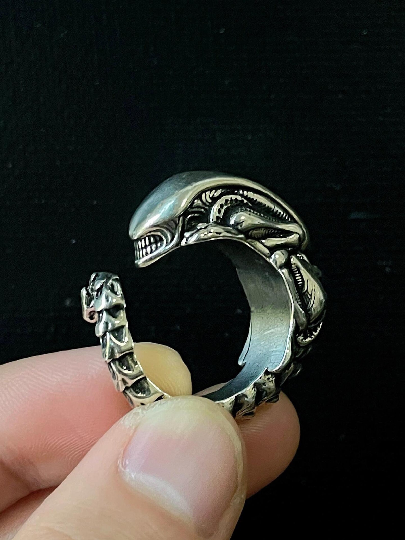 Silver Alien Ring, Silver Ring, Xenomorph Space Cosmic Creature Ring ...