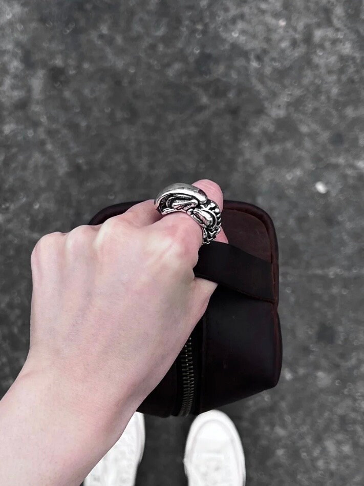 Silver Alien Ring, Silver Ring, Xenomorph Space Cosmic Creature Ring ...