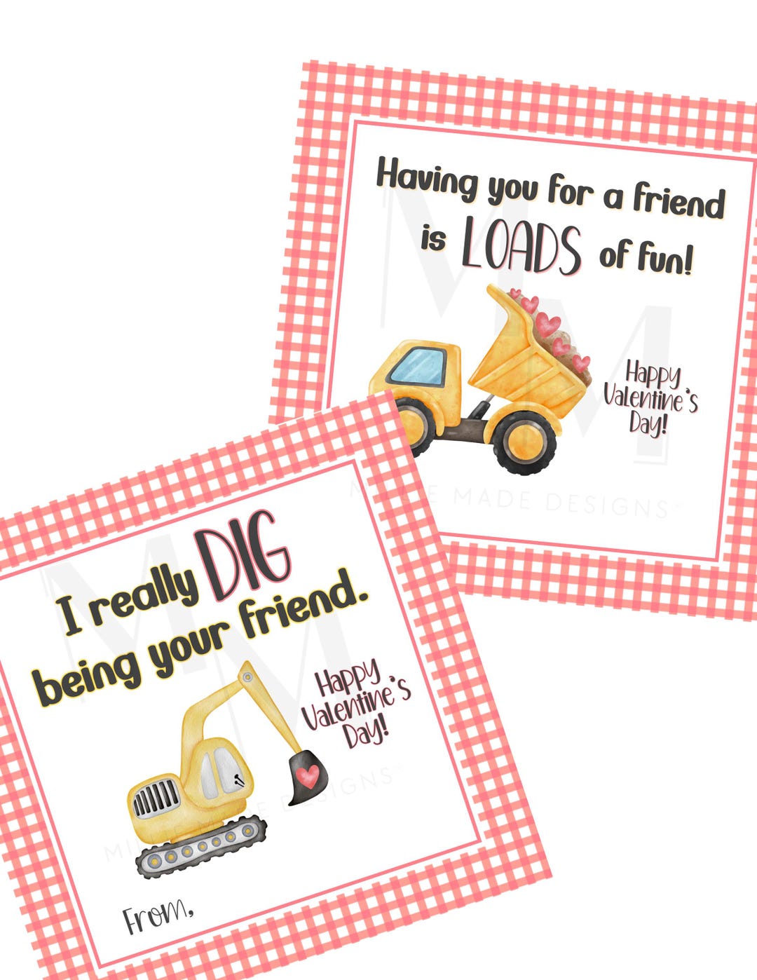 Printable Dump Truck Valentine Cards for Kids | Red Gingham Valentine ...