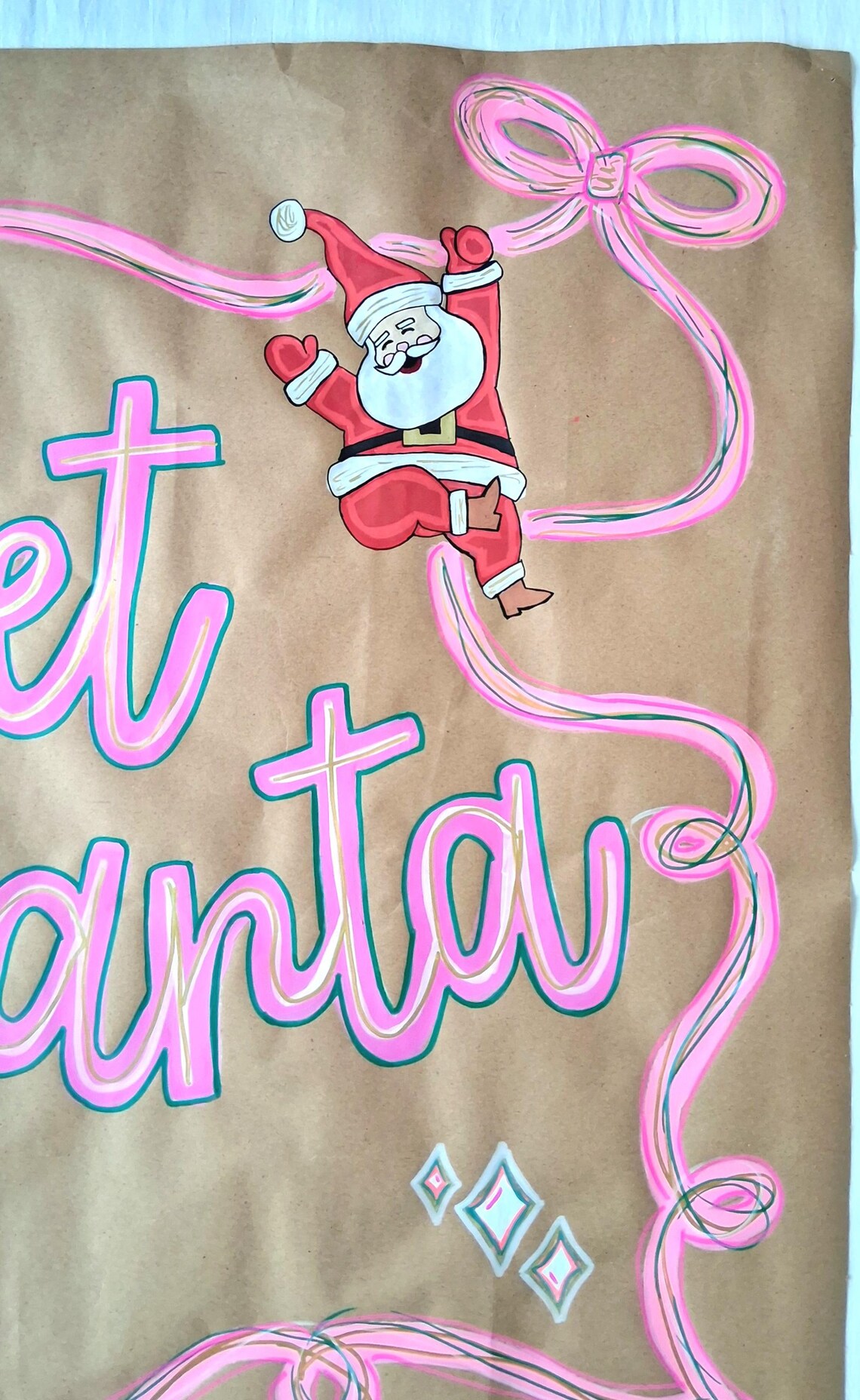 Hand-painted Secret Santa Bow Banner - Etsy