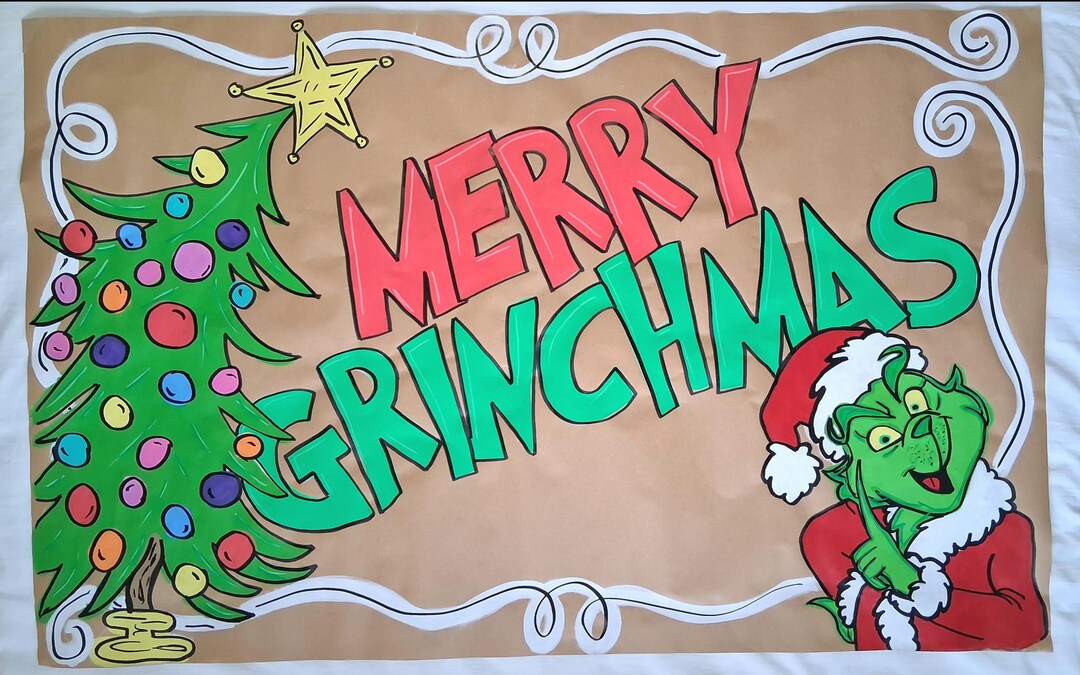 Merry Grinchmas Hand-painted Banner - Etsy