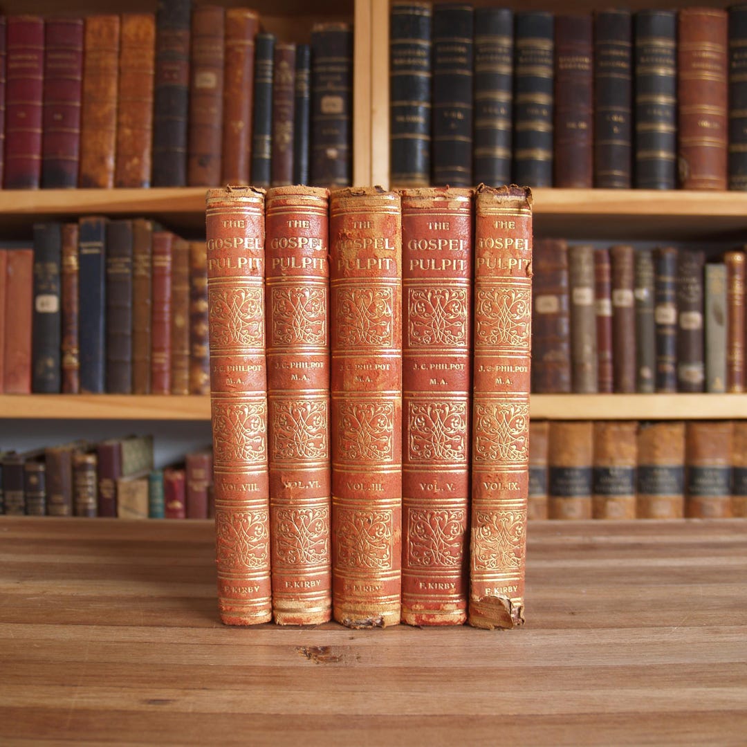 Five Antique Leather Bound Volumes From the Gospel Pulpit From the ...