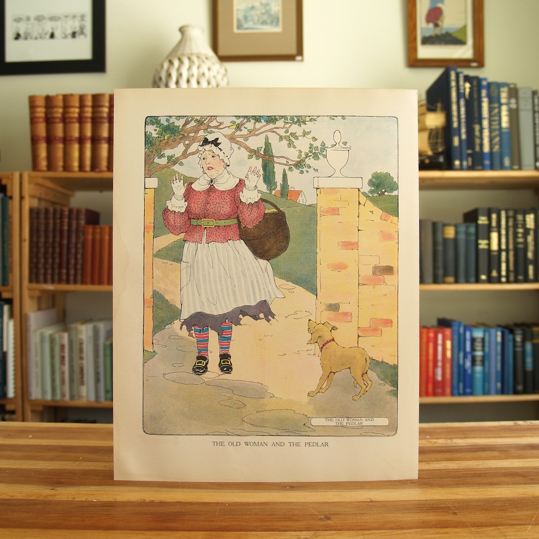 The Old Woman and the Pedlar - 9 X 12 Inch Antique Color Print From ...