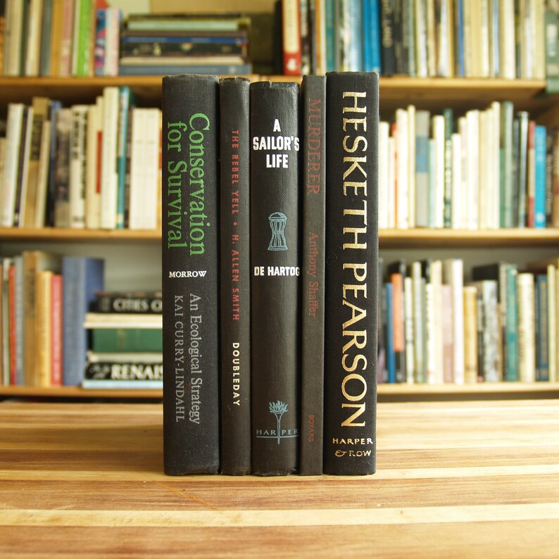 Collection of ten hardcover books in black bindings with | Etsy