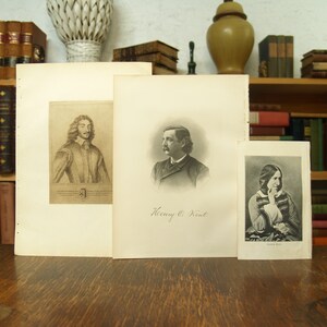 Collection of 9 Original Portrait Prints From Various Disbound Antique ...