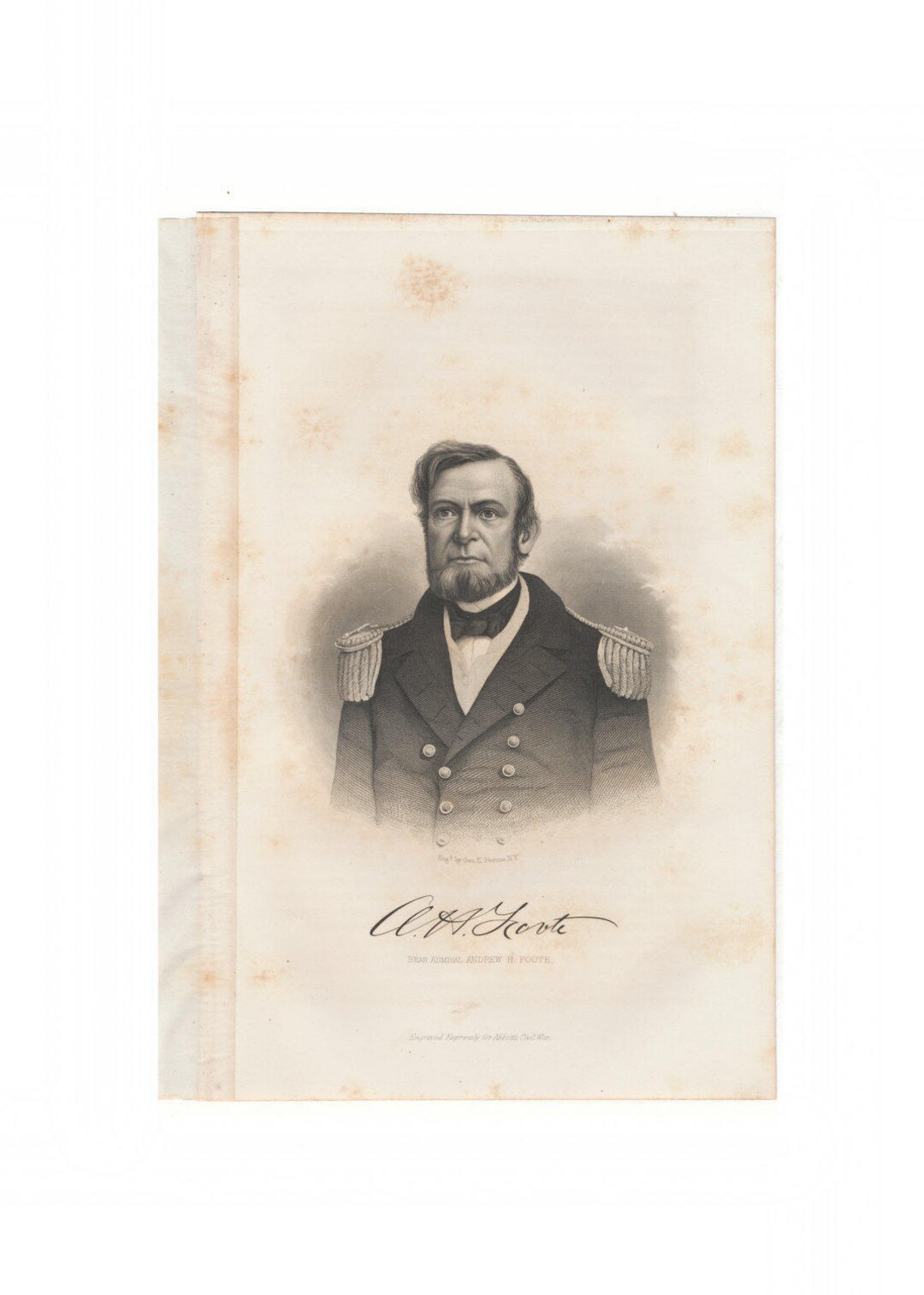 Almirante Andrew H. Foote original antiguo de impresión de libro de ...