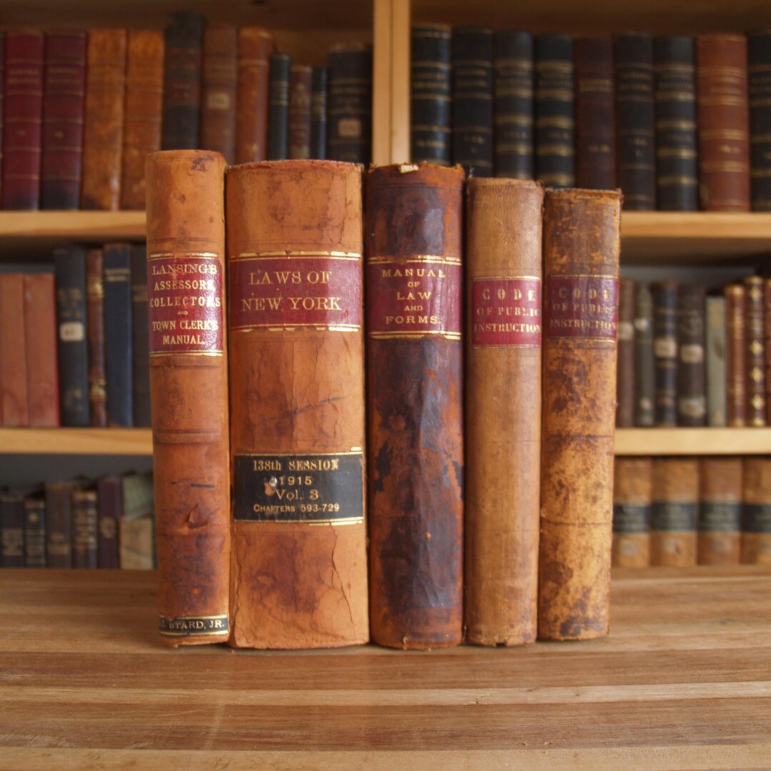 Five Antique Law Books in Leather Bindings With Red Spine Labels - Free ...