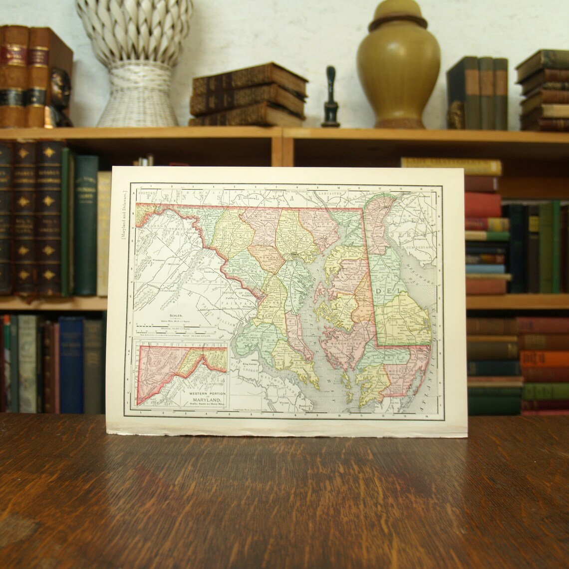 Antique Color Map of Maryland From the 1899 Imperial Reference - Etsy