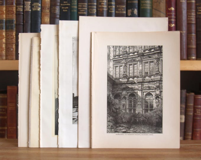 Collection of Eight Original Architectural Prints and Illustrations ...