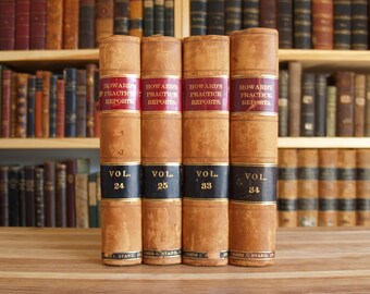 Four Antique Leatherbound Law Books From the 1850s Matched Full Leather ...
